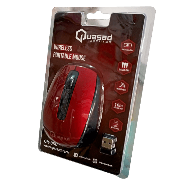 MOUSE QUASAD QM-850RED RECARGABLE WIRELESS USB - DIGITAL SHOP